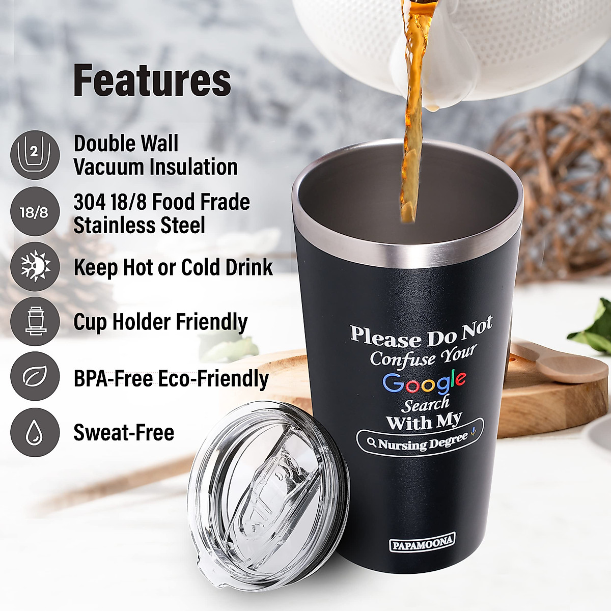 PAPAMOONA Nurse Gifts, School Nurse Appreciation Gifts, Nurse Appreciation Gifts For Women/Men, Nursing Tumbler, Nurse Coffee Mug Travel, Male Female Nurse Cup, Nurse Gifts Bulk, New Nurse Gifts