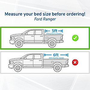 Syneticusa Retractable Tonneau Cover Fits 2019-2023 Ford Ranger 5' (61”) Truck Bed Aluminum Matte Black Low Profile Waterproof Off Road Rack Ready