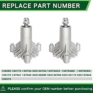 TENGMUJX 2 Pack Spindle Assembly Replaces AYP 130794 532130794 128285 with 3 Mounting Bo LTS and Blade Mounting B OLT, Mounting Holes are Threaded