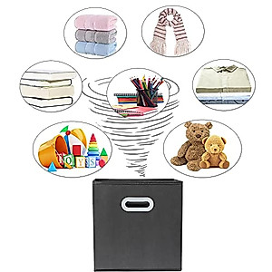 SEVENDOME Fabric Cloth Storage Bins,Fabric Cube Organizer with Dual Handles Foldable Cube Storage Baskets for Home Bedroom Storage,Set of 3, Gray