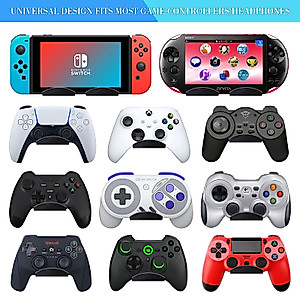 MWOOT Game Controller Holder Wall Mount (2 Pack) for Xbox One/ PS4/ PS5/ Switch/Steam/PC, Gamepad Headphone Stand Holder, Screw-Free, Stick on, Universal Controller Accessories (Black)