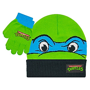 Teenage Mutant Ninja Turtles Boys Winter Hat Ages 4-12 with Winter Gloves – Boys TMNT Winter Hat and Glove Set