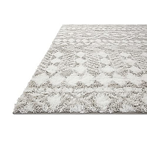 Loloi II Bliss Shag Grey/White 5'-3" x 7'-6" Area Rug