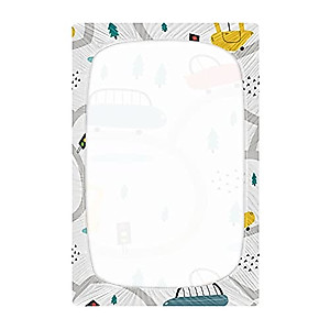 Cartoon Cars Road Crib Sheets for Baby Soft and Breathable Baby Crib Sheets Machine Washable Fitted Crib Sheet for Kid Boy Girl