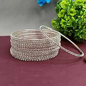 Efulgenz Indian Bangle Rhinestone CZ Crystal Wedding Bridal Bracelet Jewelry for Women