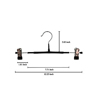 TSAZEN Skirt Hangers, 10 Pack Pant Hanger with Adjustable Metal Trouser Clips, Space Saving Clothes Hangers for Pant, Trousers, Skirts, Jeans