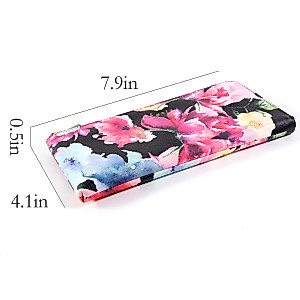 Charis HIGH FIVE Vegan Leather Botanical Floral Slim Wallet for Women Card Coin Purse Flower - Black