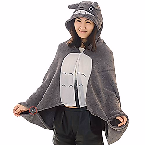 HOLY HOME My Neighbor, , Flannel Cosplay Blanket, Hooded Cloak Gray Cape,27x59in