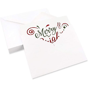 48 Pack of Christmas Winter Holiday Family Greeting Cards - Assorted Christmas Greetings Red Green Design - Boxed with 48 Count White Envelopes Included - 4.5 x 6.25 Inches