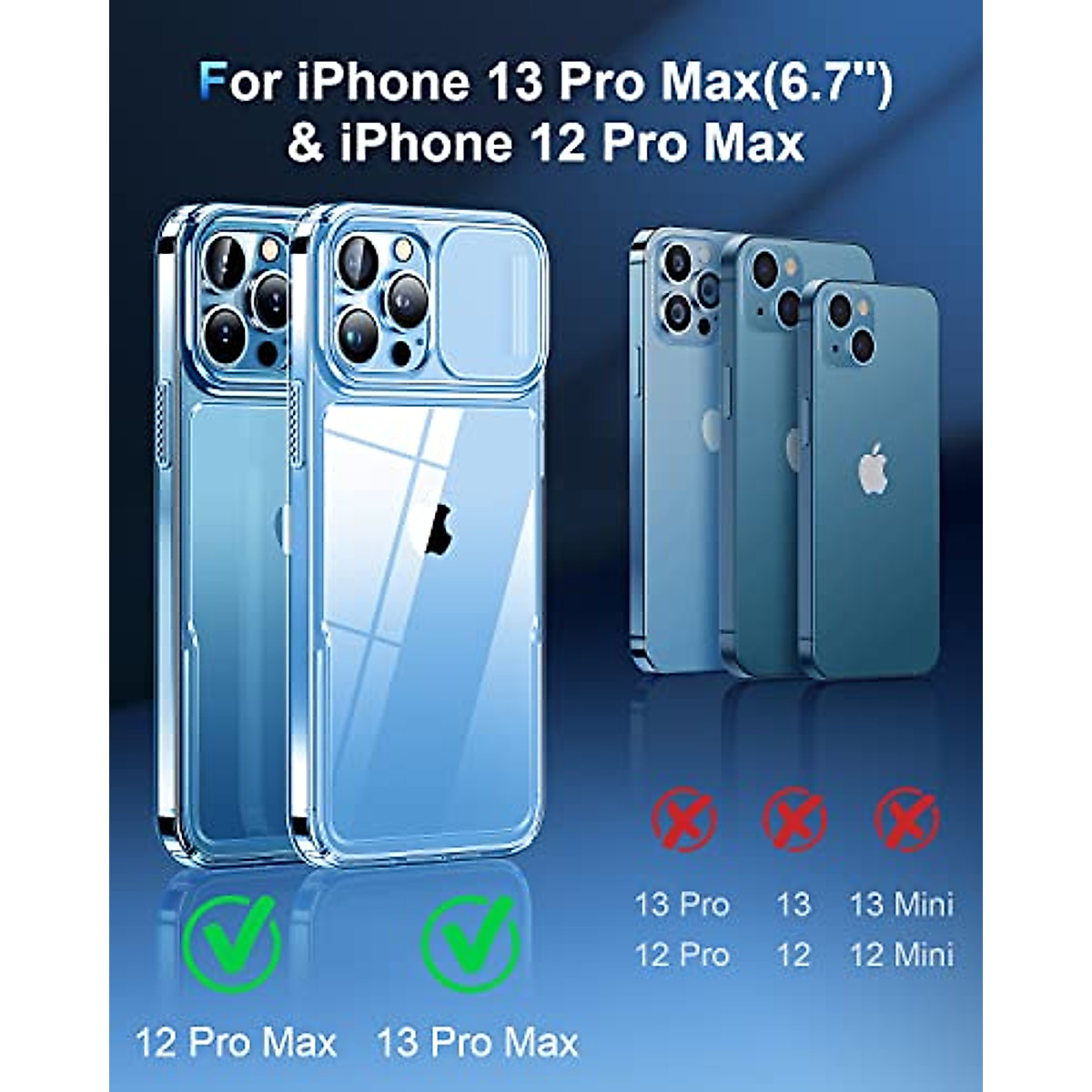 Simtect for iPhone 13 Pro Max Case with Camera Cover for iPhone 12 Pro Max Case Crystal Clear & Not-Yellowing Slim Miltary Shockproof Protective Phone Case for iPhone 13 Pro Max & 12 Pro Max (Clear)