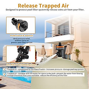 johntruck 98209803 98209800 High Flow Manual Air Relief Valve Replacement, Air Pressure Release Valve Assembly, for Pool and Spa Filters