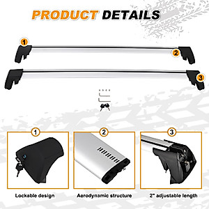 Snailfly Crossbars Customized Fit for 2020-2024 Ford Explorer Adjustable Cross Bars Roof Racks with Lock
