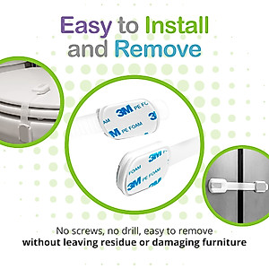 Adjustable & Reusable Child Safety Cabinet Locks & Latches, Baby Proofing Door Window, Cabinet, Toilet, & Refrigerator Lock, Child Safety Strap Locks with Adhesive Pads, Pack of 2, Silver - Wonderkid