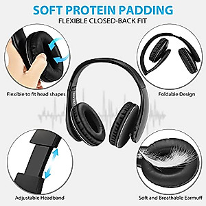 ASTSH TV Headphones Wireless Folding Headphones for TV with 2.4GHz RF Transmitter Support Optical RCA AUX, 100ft Range No Audio Delay, Ideal for TV Watching & Seniors