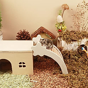 BUCATSTATE Hamster Climbing Ladder, Wooden Climbing Toy and Bridge Cage Decor for Hamsters Gerbils Mice and Small Animals (Star Pattern)