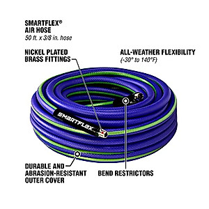 SmartFlex Air Hose, 3/8 in. x 50 ft., Hybrid, Blue - HSF3850BL2