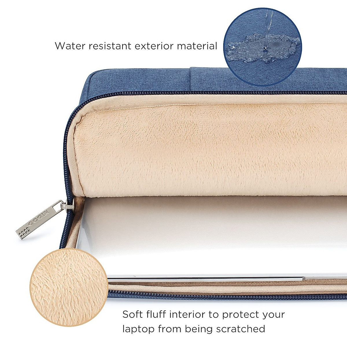 NIDOO 13.3 Inch Laptop Sleeve Case Water Resistant Protective Cover Notebook Bag Compatible with Surface Book 3 / ThinkPad P14s E14 T14 / ThinkPad X1 Carbon Yoga /14" Pavilion 14 / ASUS ROG G14,Blue