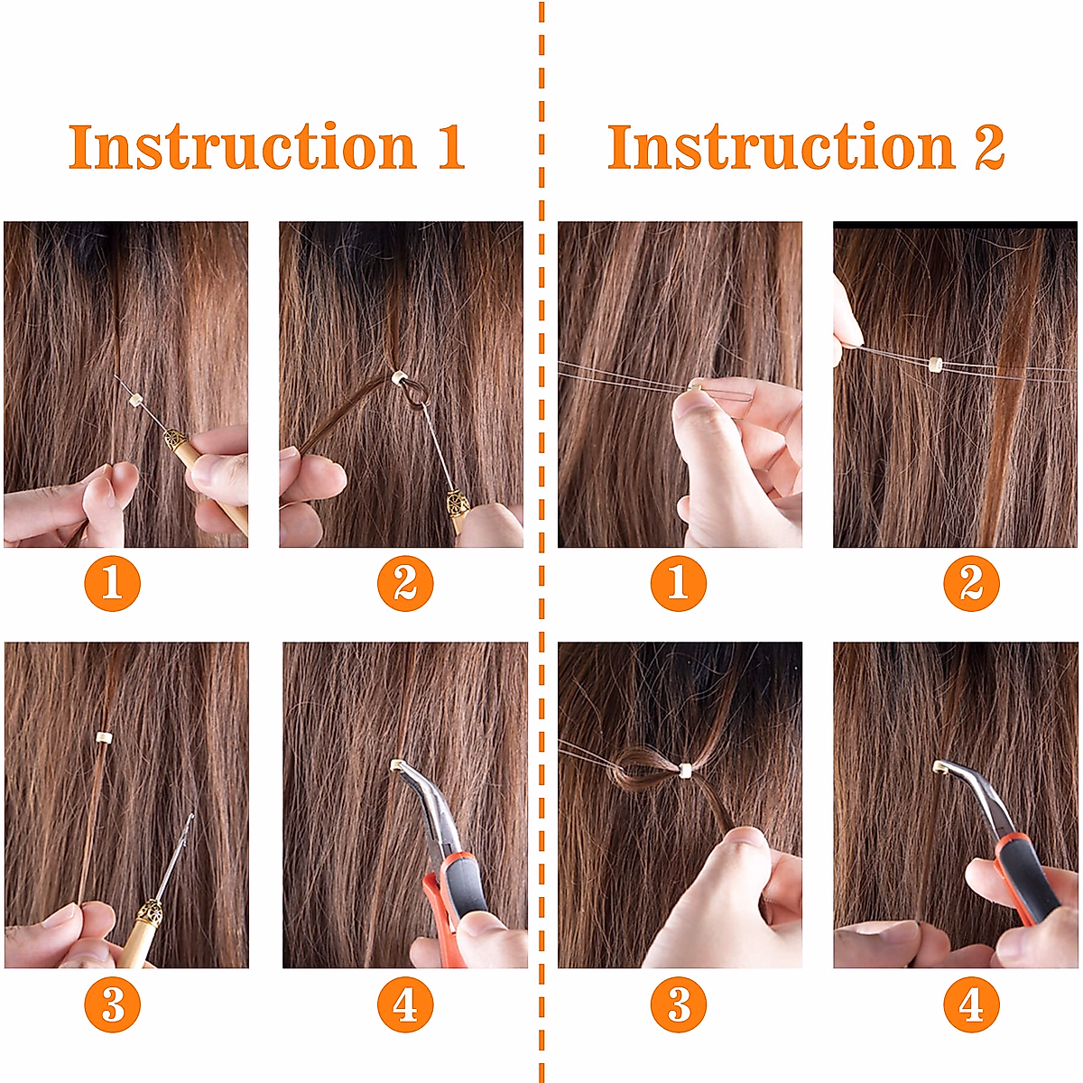 Duufin 2500 Pieces Micro Links Rings Hair Extensions Beads 5.0mm Silicone Lined Beads 5 Colors Micro Links for Women Men Hair Feather Extensions Tool