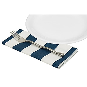 Blue and White Cloth Napkins 18" Dinner to Mix with Red White and Blue Stripes, July 4 Décor Patriotic Stars and Stripes Cotton Linen Napkins Pk 4