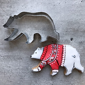 LILIAO Walking Grizzly Bear/Polar Bear Cookie Cutter - 4.6 x 2.6 inches - Woodland Animal Biscuit and Fondant Cutters - Stainless Steel