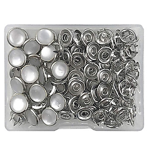 Pearl Snaps Fasteners Kit,10mm Clothes Ring for Western Shirts Clothes Prong Ring Snaps (White)