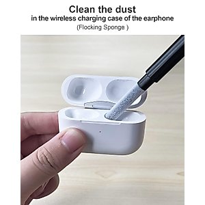Cleaner Kit for Airpods, Zapica Multi-Function Cleaning Pen for Airpod Pro with Plush Cloth for Earbuds, Earphone, iPod, iPhone, iPad, Laptop Cleaning Tools (Black)
