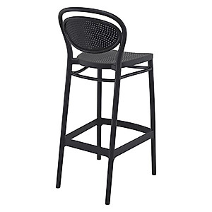 Home Square Contemporary Resin Indoor Outdoor Bar Stool in Black - Set of 2