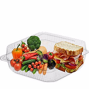 9 x 5 Dessert cake roll container Clear Hinged Lid disposable 9 x 5 great for Loaf Deep Cookies plastic containers disposable donut sandwich clamshell containers for food Takeout Trays (Pack of 25)