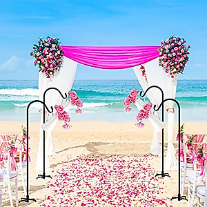 Urban Deco Shepherd Hook 65 Inch 1/2 Inch Thick, Adjustable Metal Garden Pole Heavy Duty Hanger for Bird Feeders, Hanging Plant Basket, Solar Lights Lantern, Weddings Outdoor (Black 4 Pack)