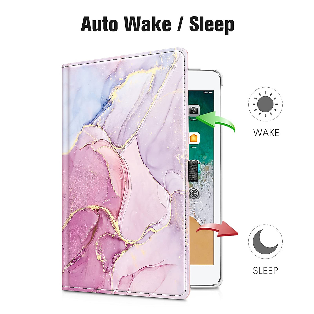 Fintie Rotating Case for iPad 6th / 5th Generation (2018 2017 Model, 9.7 inch), iPad Air 2 (9.7 Inch), iPad Air 1 (9.7 Inch) - 360 Degree Rotating Protective Stand Cover Auto Sleep, Glittering Marble