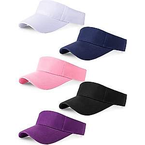 Geyoga 5 Pcs Sports Visor Hats Visor Women Men Sun Visors Hat for Men Adjustable Visor Cap Golf Athletic Visor Hat for Men Women