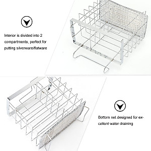 OSALADI Dish Drying Rack Stainless Steel Kitchen Utensil Holder Square Kitchen Caddy Sink Organizer Chopsticks Holder Hanging Kitchen Utensil Organizer Wire Storage Holder