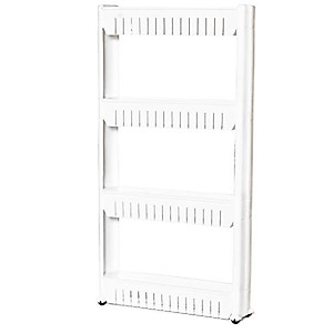 Imperial 4 Tier Plastic Utility Cart with Wheels, Rolling Storage, Bathroom, Kitchen, Laundry, Office, Classroom Supplies Organizer, Bar Cart for Dining or Living Room, Movable & Convenient