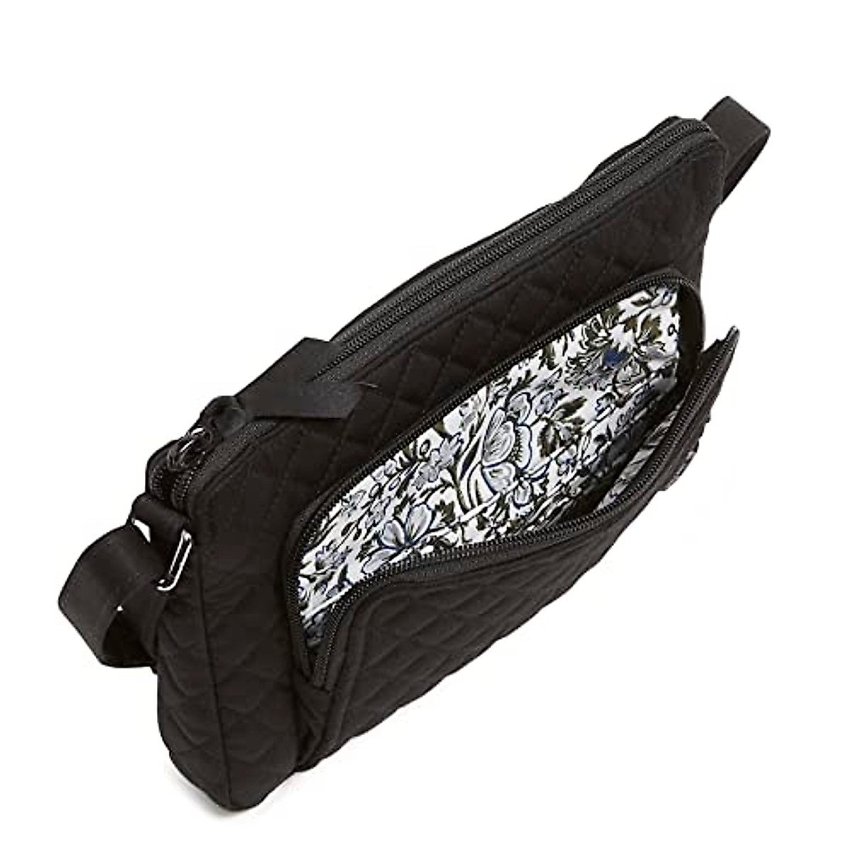 Vera Bradley Women's Cotton Little Hipster Crossbody Purse With RFID Protection, True Black, One Size