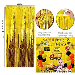 Construction Theme Birthday Party Decorations Kit Dumb Truck Excavator Crane Banner Foil Curtain Tablecloth Balloons for Boys 1st 2nd 3rd 4th 5th Birthday Party, Baby Shower Supplies.