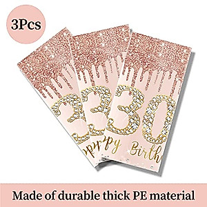 Excelloon 3 Pack 30th Birthday Tablecloth Decorations for Women, Pink Rose Gold Happy 30 Birthday Table Cover Party Supplies, Thirty Year Old Birthday Plastic Disposable Rectangular Table Cloth Decor