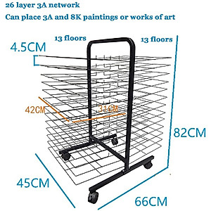 Art Drying Rack, Mobile Drying Rack with Wire Shelves for Works of Art, Mobile Classrooms, Art Studio, Educational Product Drying Rack, Drying Easel, Drying & Print Racks, Black Powder Coated Finish
