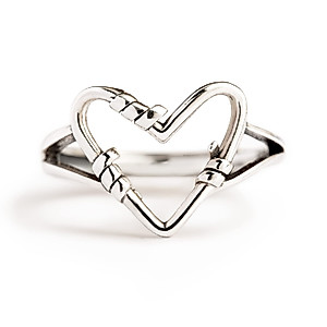 Story Jewellery Silver Plated Heart Wire Promise Rings for Women, Inspirational Dainty Heart Wire Jewelry Gifts for Her, Birthday Christmas Valentines Gifts for Women (Sterling Silver 12)
