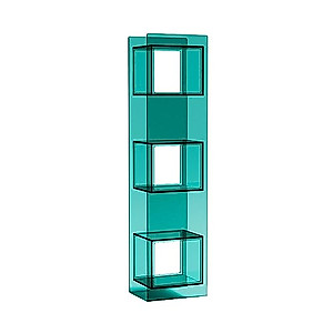 VERAMY 5 Tier Tall Bookshelf Acrylic Bookshelf 63.0 Inch Floor Standing Bookcase Cubic Book Shelf Storage Rack Utility Organizer Shelves for Bedroom Living Room Study Room (Color : Green)