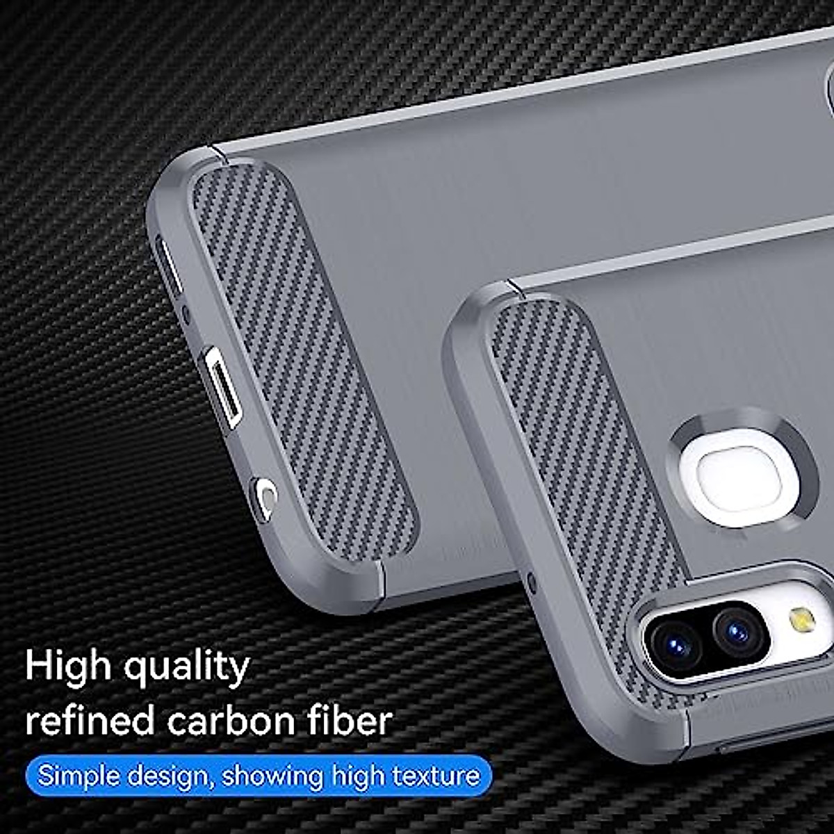 Cell Phone case for Samsung Galaxy A40,Refined Carbon Fiber,Anti-Fall,Anti-Fingerprint,Full Protection Gray