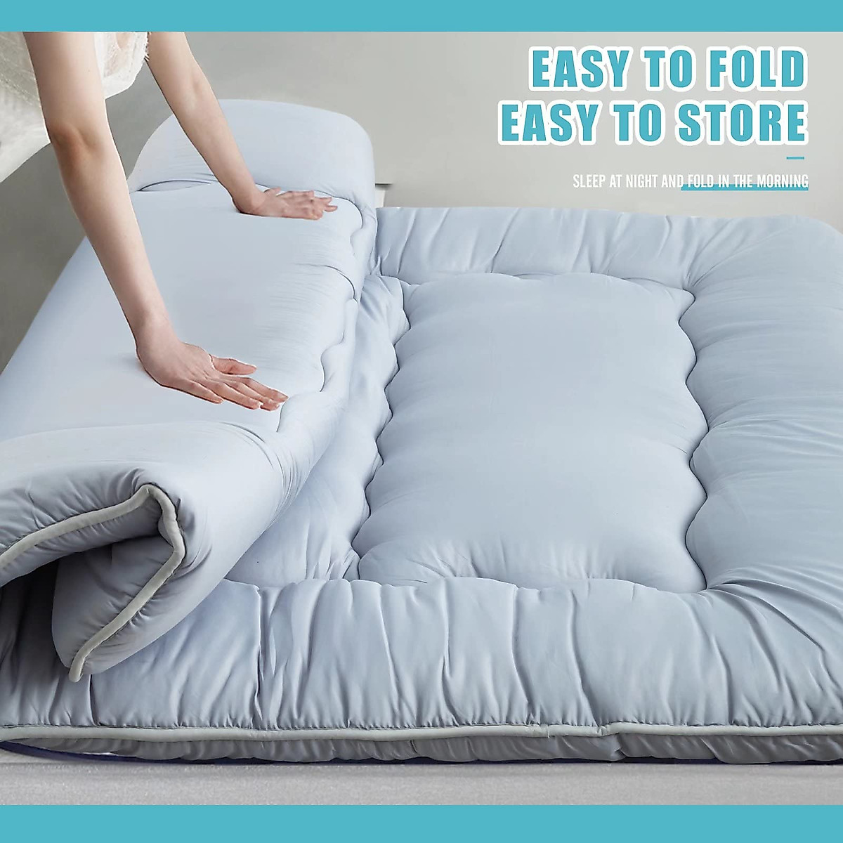 KIAYACI Japanese Floor Mattress Floor Mats Twin Mattress Futon Mattress Guest Beds and Folding Beds Foldable Camping Pad for Adult and Kids Twin Size