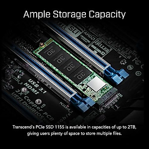 Transcend 1TB MTE115S M.2 2280 PCIe Gen3x4 SSD, 3D NAND, NVMe Internal Solid State Drive, Low-Power Consumption, SLC Cache, Up to 3,200 MB/s - TS1TMTE115S