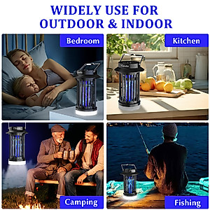 Morole Bug Zapper for Indoor Outdoor, Rechargeable Mosquito Zapper with LED Light, Portable Electric Fly Traps, Mosquito Killer, Insect Pest Control for Home, Backyard, Patio, Camping, Fishing