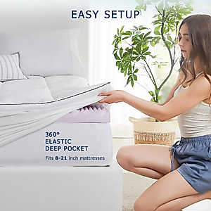 Moonear King Size Memory Foam Mattress Topper - 4 Inch Cooling, 2 Inch Gel Memory Foam, 2 Inch Pillow Top, Washable, Pull On, Soft, Water Repellent