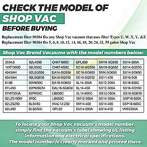 Replacement Cartridge Filter for Shop Vac 90304 90350 90333 by Techecook - 90350 90304 Shop Vac Filter fit Most Shop Vac Wet/Dry Vacuum 5 Gallon and Above, Reusable and Washable Synthetic Material