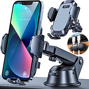 HTU Phone Mount for Car [2023 Upgraded Military-Grade Super Suction] Universal Car Phone Holder Mount for Car Dashboard Windshield Vent Car Mount for iPhone 14 Pro Max Plus Samsung All Phones & Cars