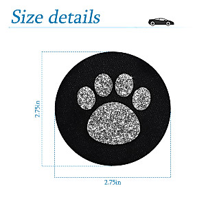 AUCELI 2 Pack Car Cup Holder Coasters, 2.75In Bling Glitter Rhinestone Paw Print Cup Coaster, Rubber Non-Slip Insert Auto Drink Mat, Universal Car Interior Accessories for SUV, Truck, RV (Silver)