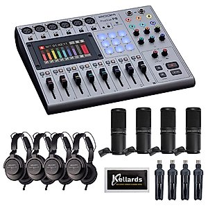 Zoom PodTrak P8 Portable Multitrack Podcast Recorder Bundle with 4X Zoom ZDM-1 Podcast Mic Pack