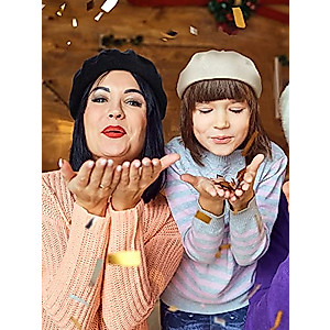 3 Pieces Beret Hat French Style Beanie Cap Solid Color Winter Hat for Women and Girls Casual Use (Navy, White, Burgundy)