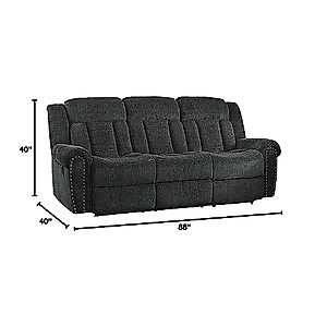 Lexicon Taylor Manual Double Reclining Sofa, Charcoal